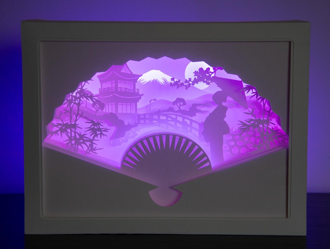 Japanese Geisha Shadow Lightbox: 3D Paper Art Table Lamp - Etsy