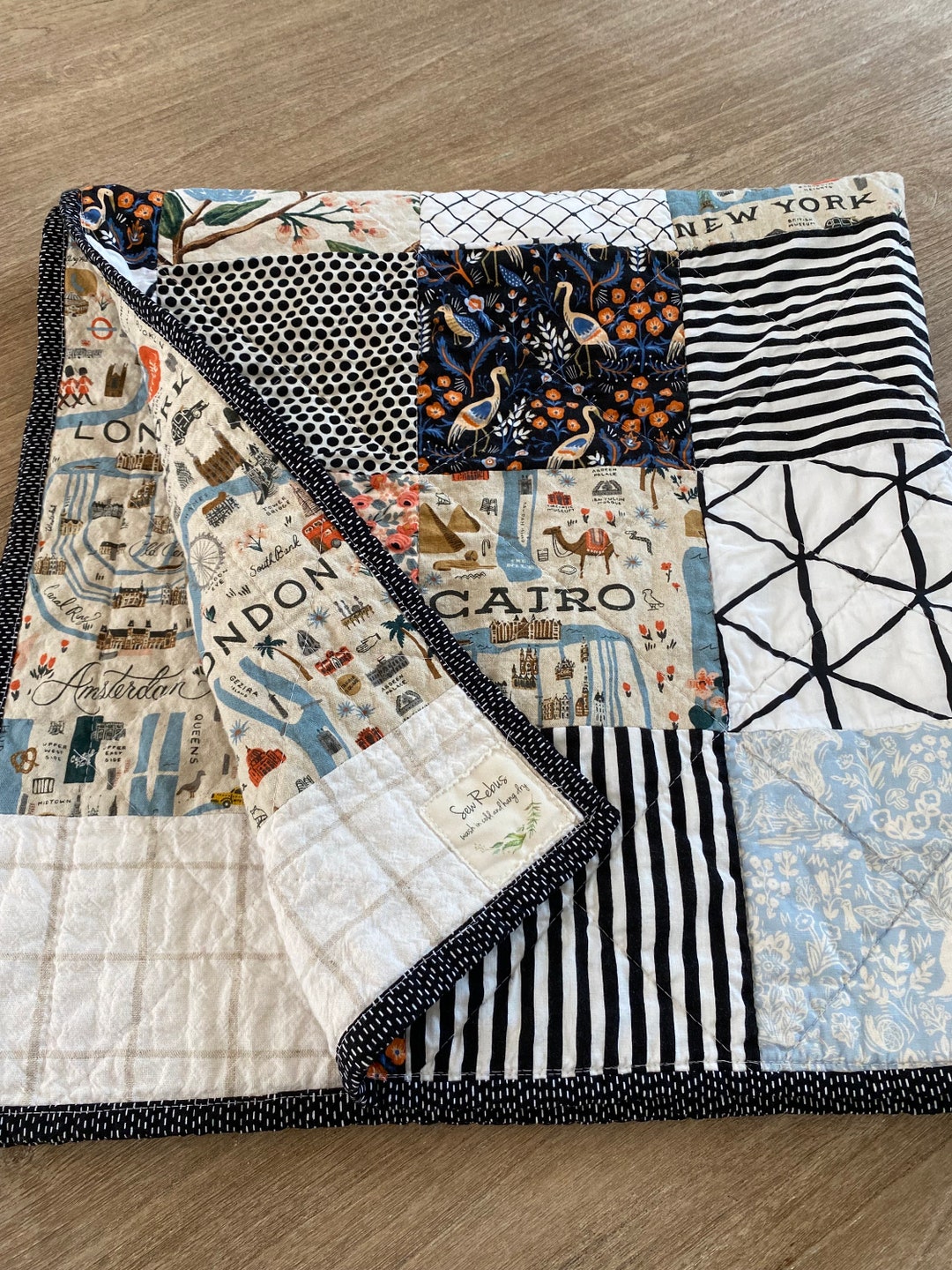 Modern Patchwork Quilt. Indy Quilt. Rifle Paper Co Handmade - Etsy