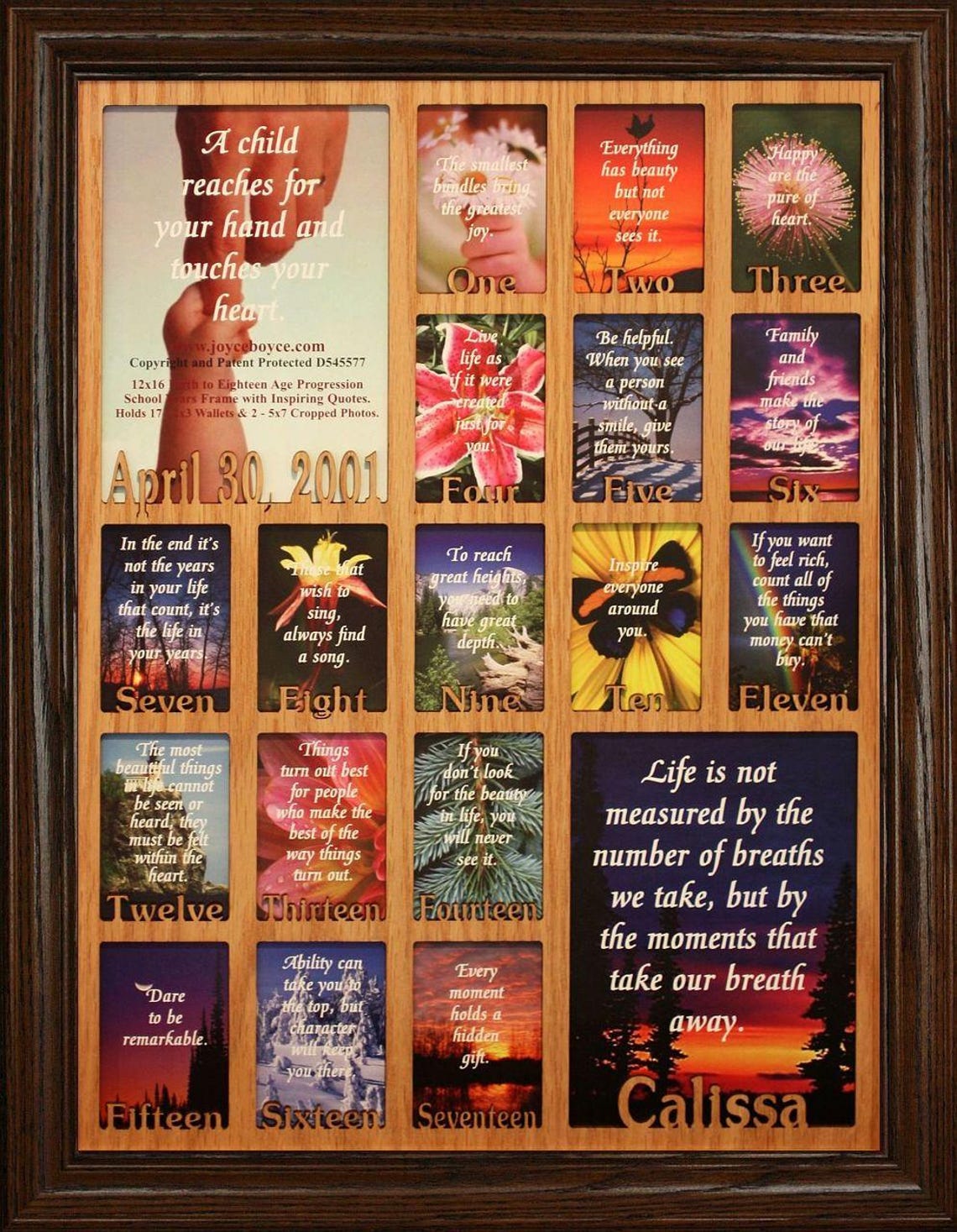 12x16 Personalized Age Progression Frame With Name - Birth to Eighteen ...