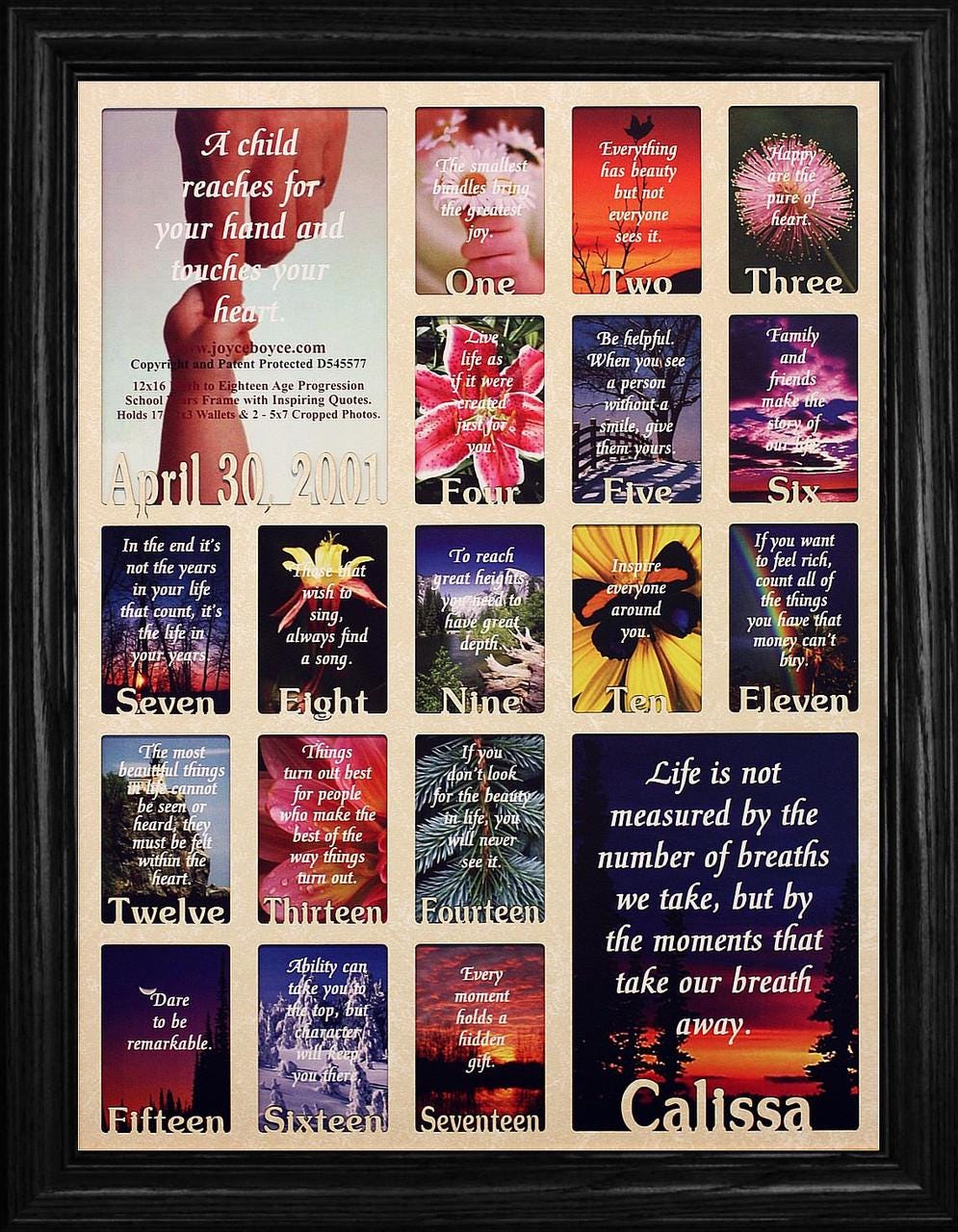 12x16 Personalized Age Progression Frame With Name - Birth to Eighteen ...