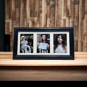 Personalized Triple 5x7 Photo Frame Holds Three Portrait 4x6 or Cropped ...