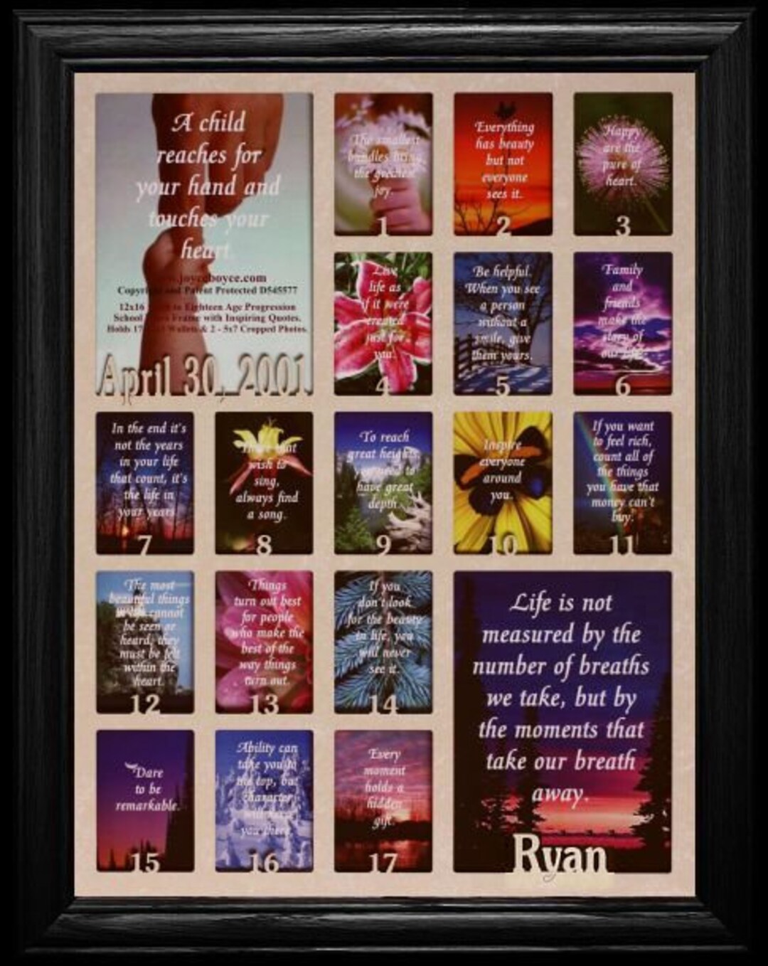 12x16 Personalized Age Progression Photo Frame Birth to Eighteen Years ...
