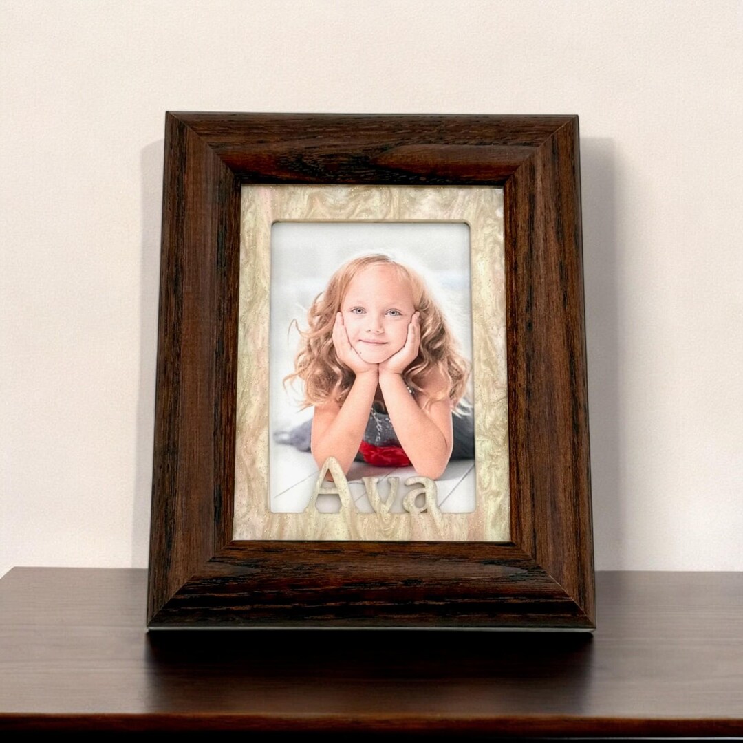 Personalized Acrylic Picture Frame for 2x3 Pictures, Marbled Pearl ...