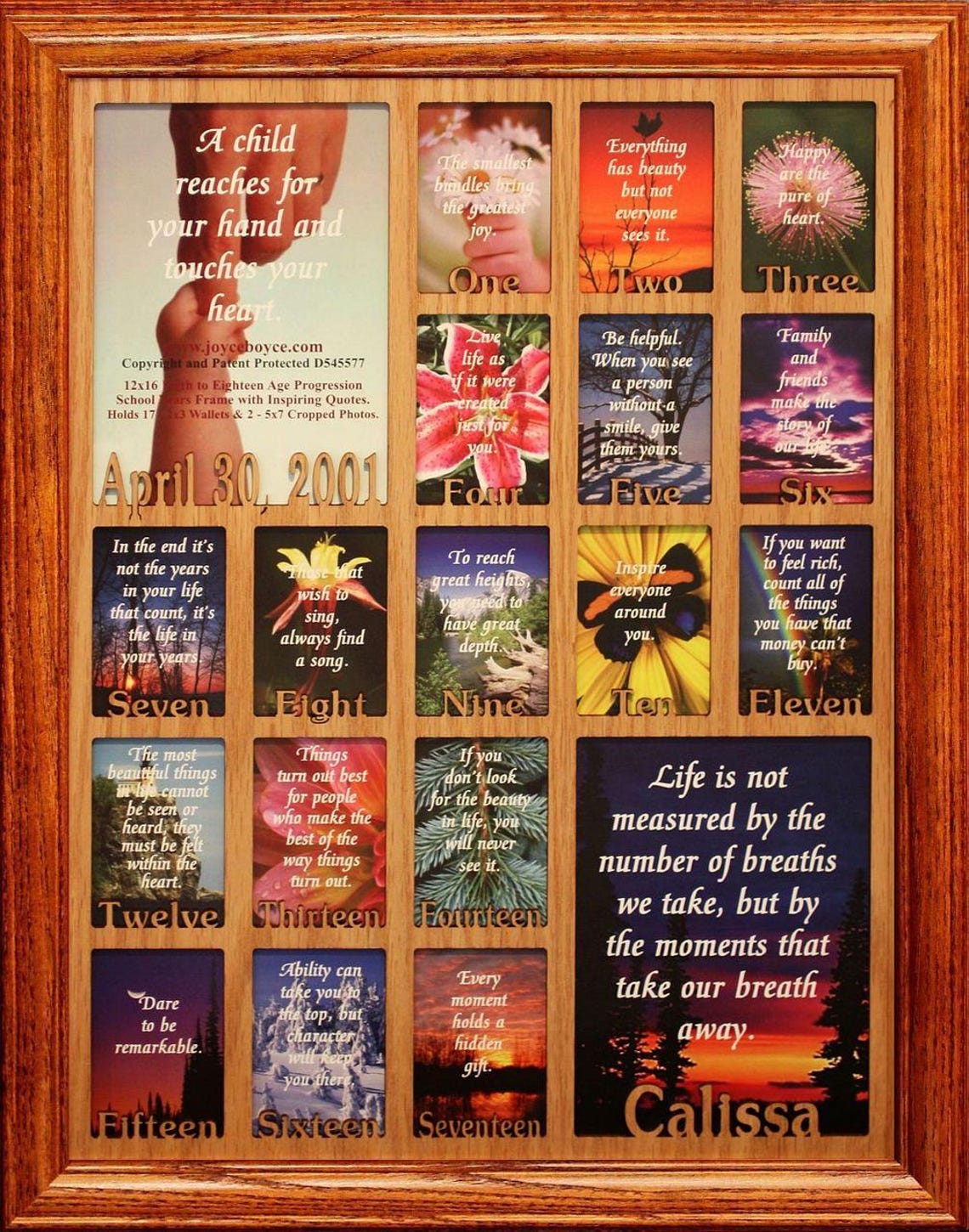 12x16 Personalized Age Progression Frame With Name - Birth to Eighteen ...