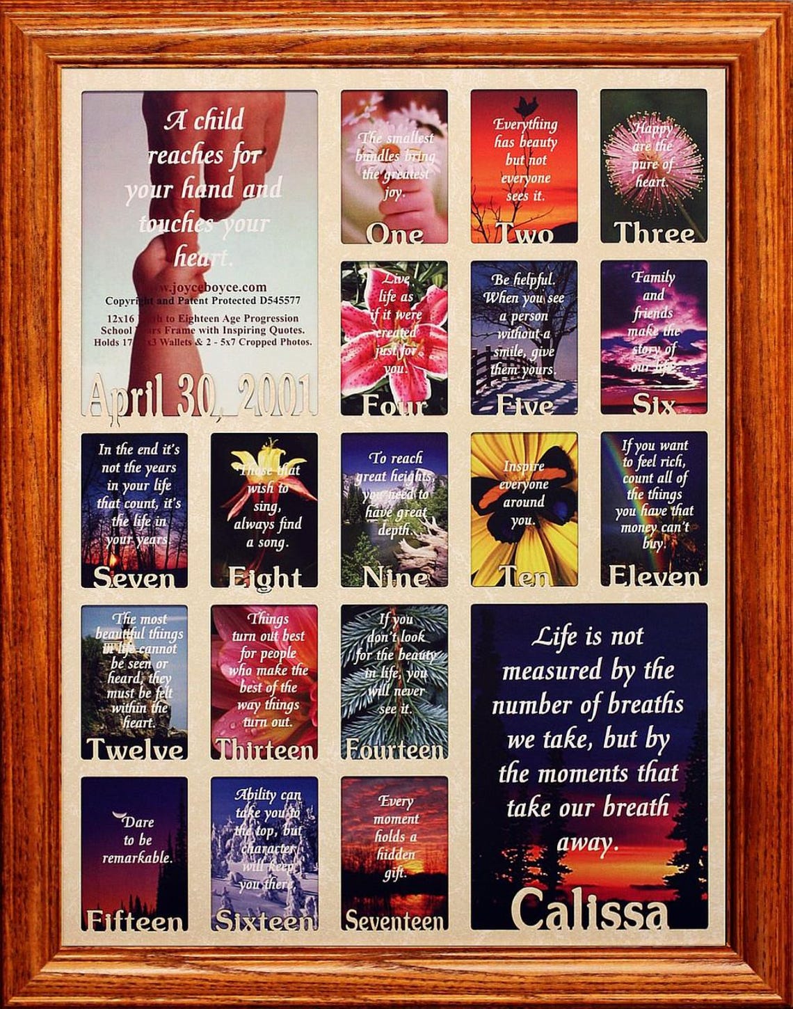 12x16 Personalized Age Progression Frame With Name - Birth to Eighteen ...