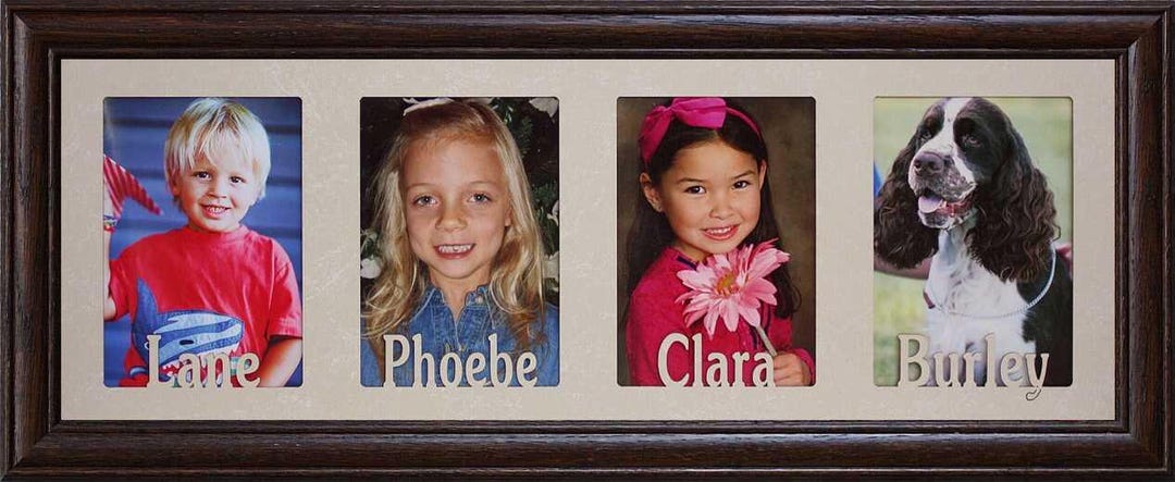 Personalized Photo Frame, Four quad Photo Opening Holds Four Portrait ...