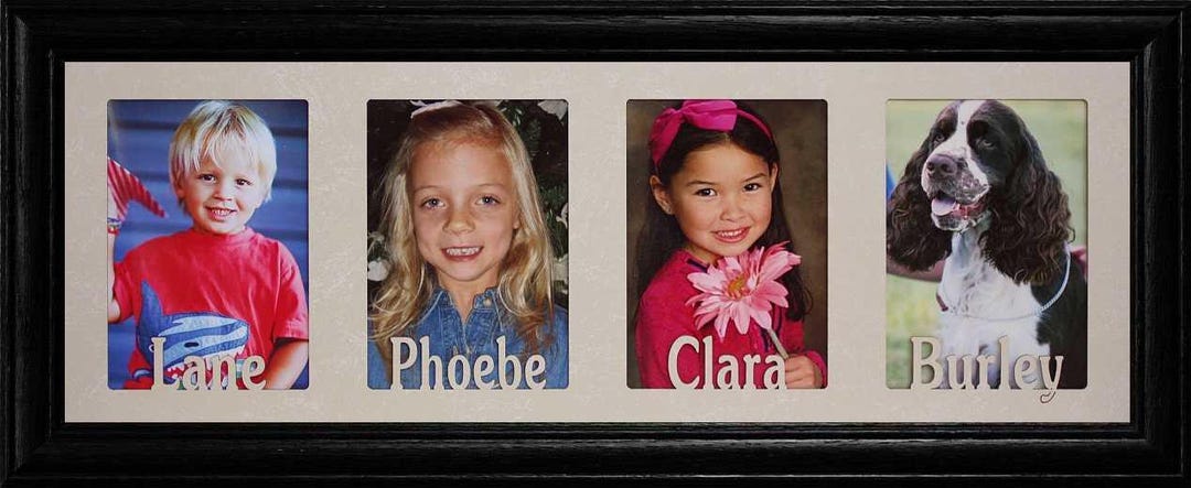 Personalized Photo Frame, Four (4) Photo Opening ~ Holds Four Portrait ...