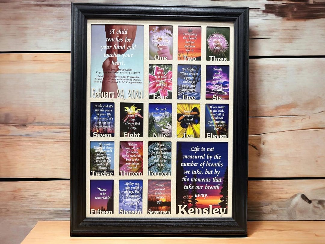 12x16 Personalized Age Progression Frame With Name - Birth to Eighteen ...