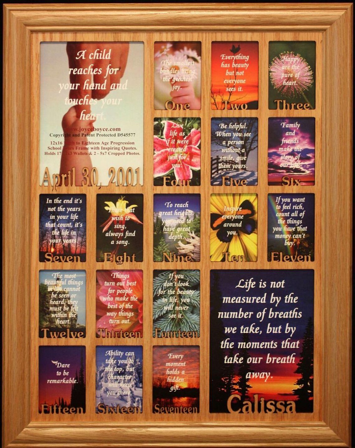 12x16 Personalized Age Progression Frame With Name - Birth to Eighteen ...