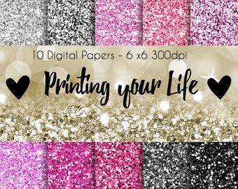 Glitter Digital Paper: GLITTER GOLD Scrapbook
