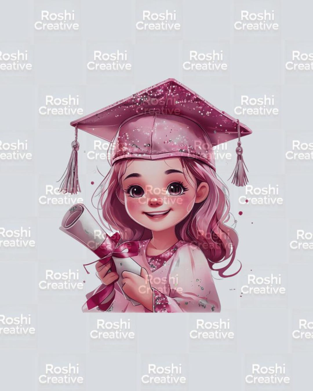 Graduation Girl PNG With Cap, Gown and Scroll – 300 DPI Digital Art in ...