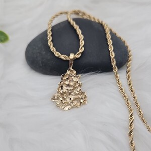 14k Heavy Gold Plated Nugget Necklace: 3mm French Rope Chain - Etsy