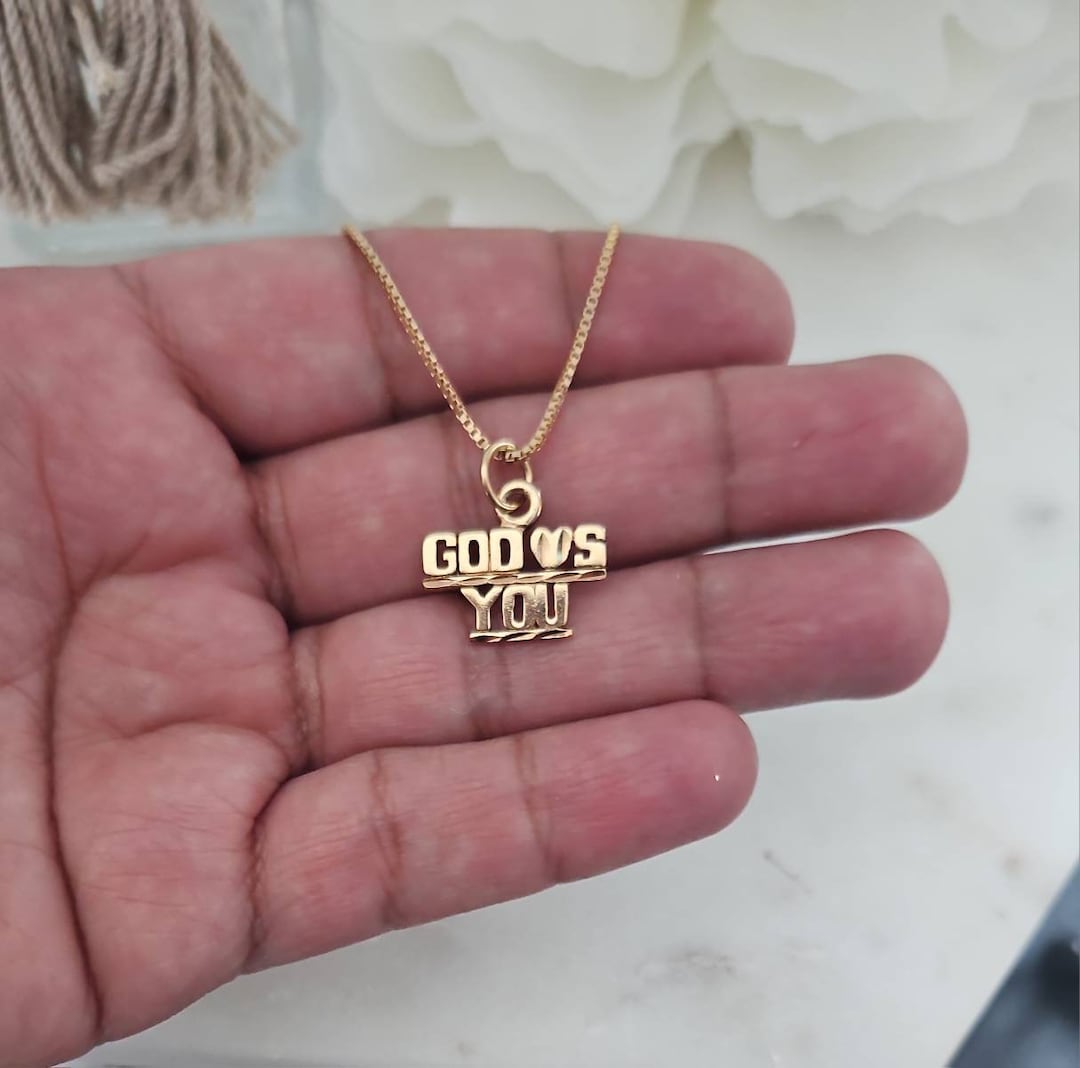 God Loves You Necklace, GOD Necklace, Religious Necklace, 1mm Box ...