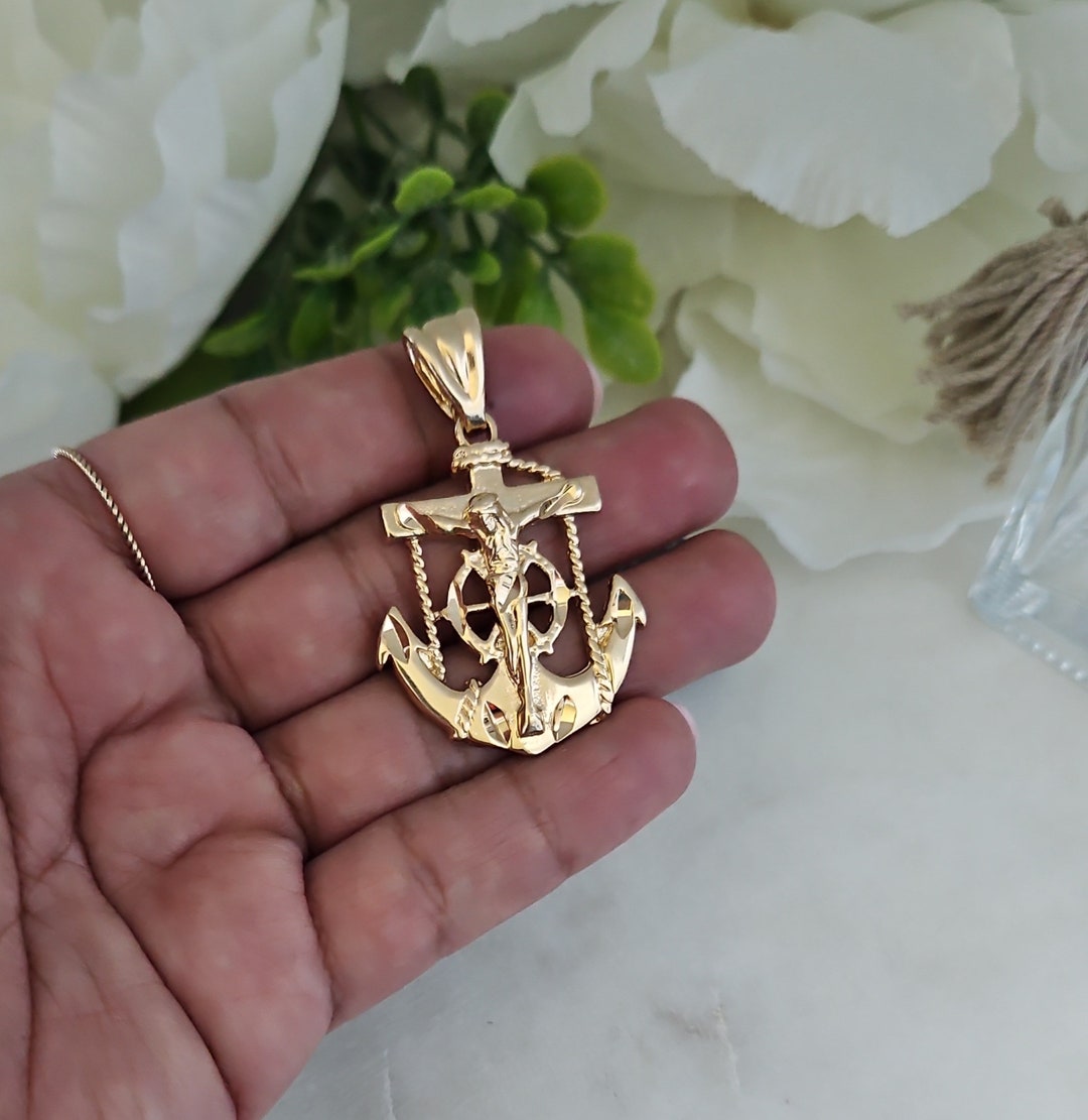 Large Anchor PENDANT ONLY, Large Gold Anchor, Gold Crucifix for Men ...