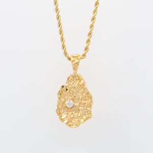Gold Nugget Necklace: 14k Heavy Plated, CZ Pendant, 3mm Rope Chain - Etsy