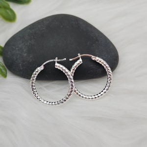 Sterling Silver Diamond Cut Hoop Earrings: Lightweight 25mm Hoops, 925 ...