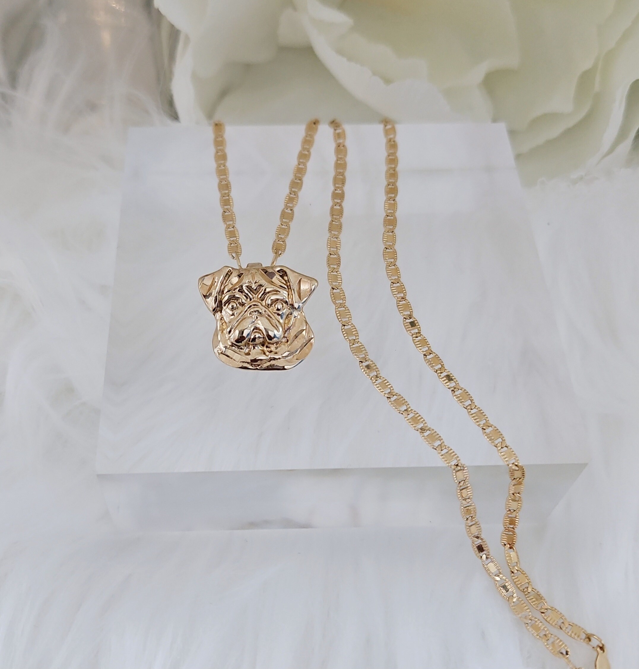 Gold Pug Pendant Necklace, Rope or Valentino Chain, 14k Heavy Plated - Etsy