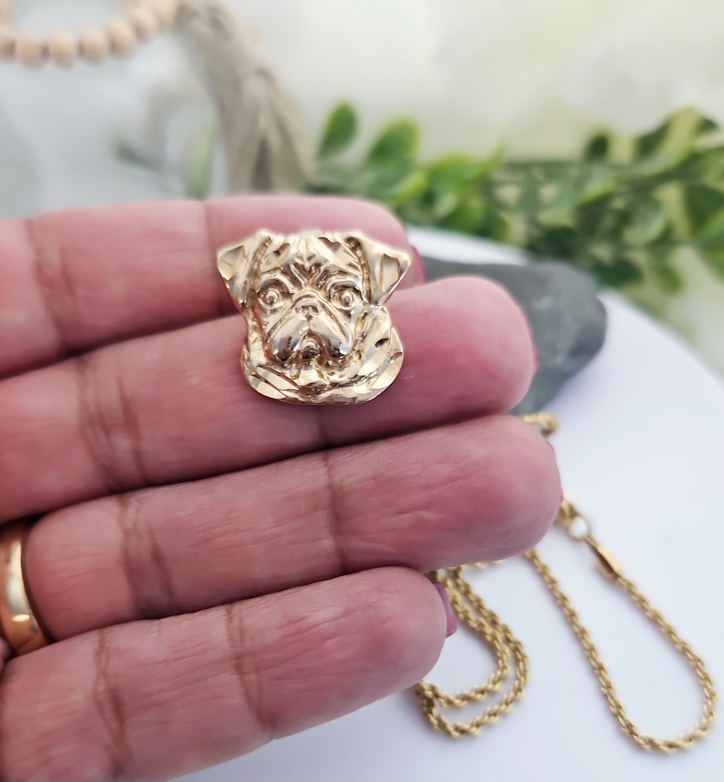 Gold Pug Pendant Necklace, Rope or Valentino Chain, 14k Heavy Plated - Etsy