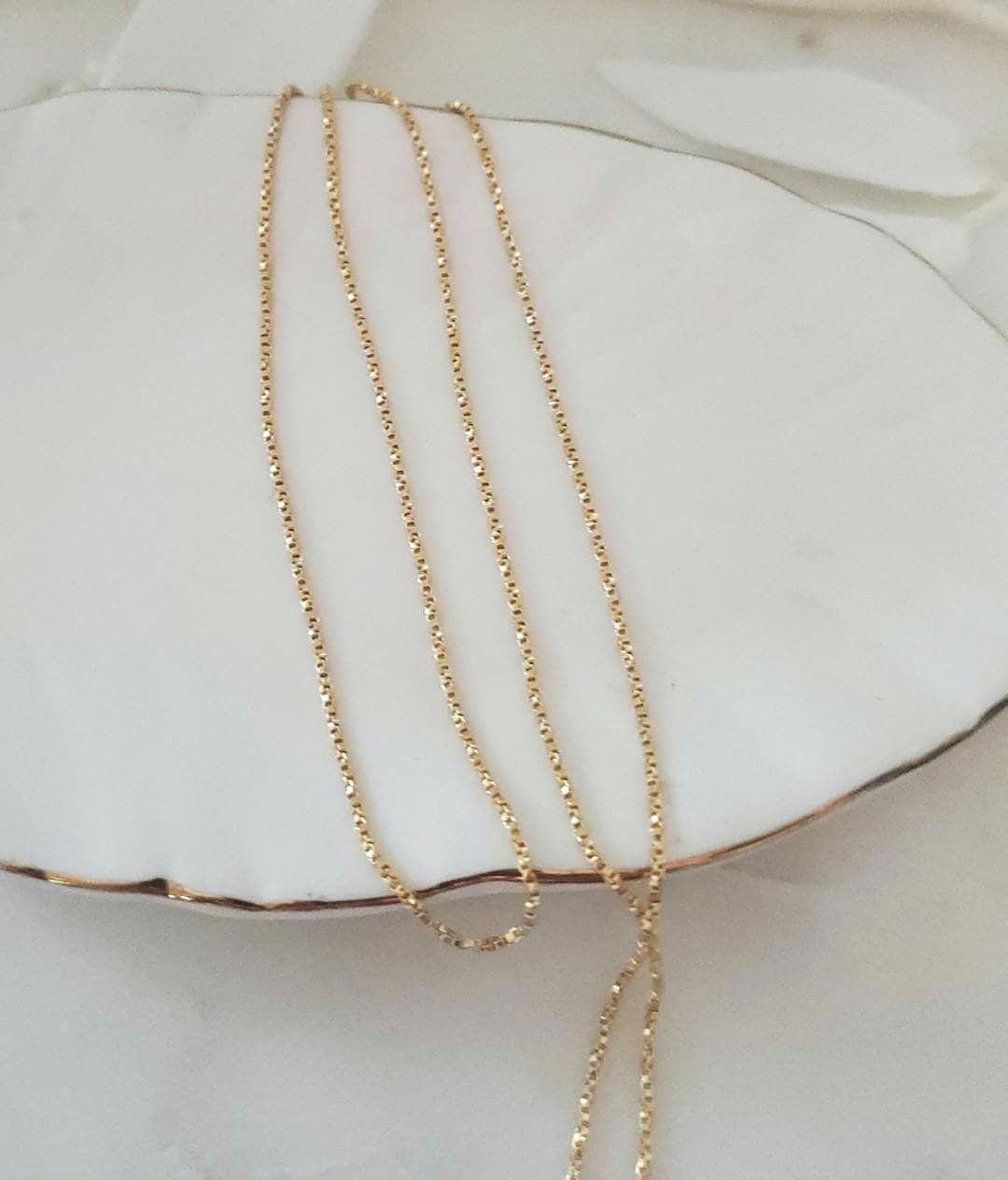 14k Gold Plated Twisted Box Chain: Dainty Minimalist Necklace - Etsy