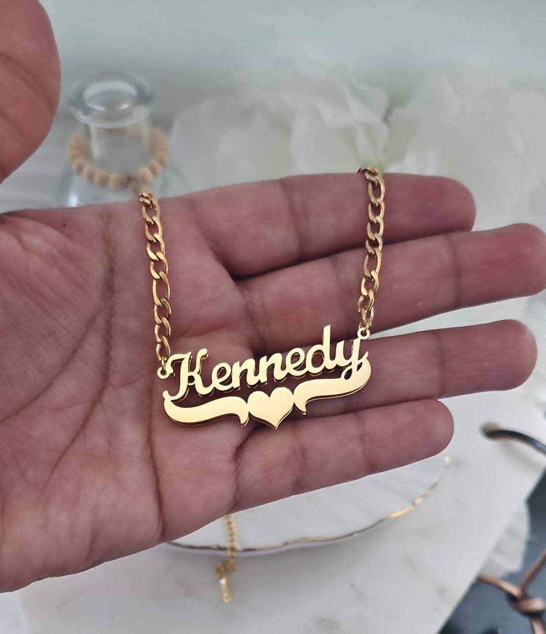 Gold Name Plate Necklace, Personalized Necklace, Double Name Necklace ...