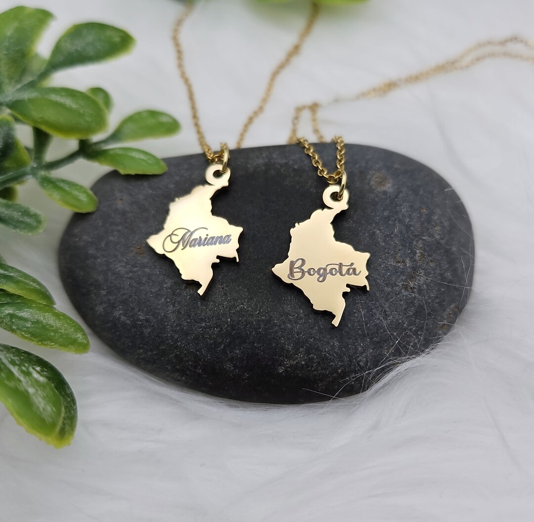 Gold Colombia Map Necklace: Engravable, Tarnish Resistant - Etsy
