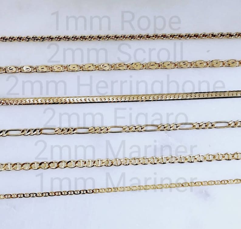 Single Chain Necklace: 1mm & 2mm Assortments. 14k Heavy Plated ...