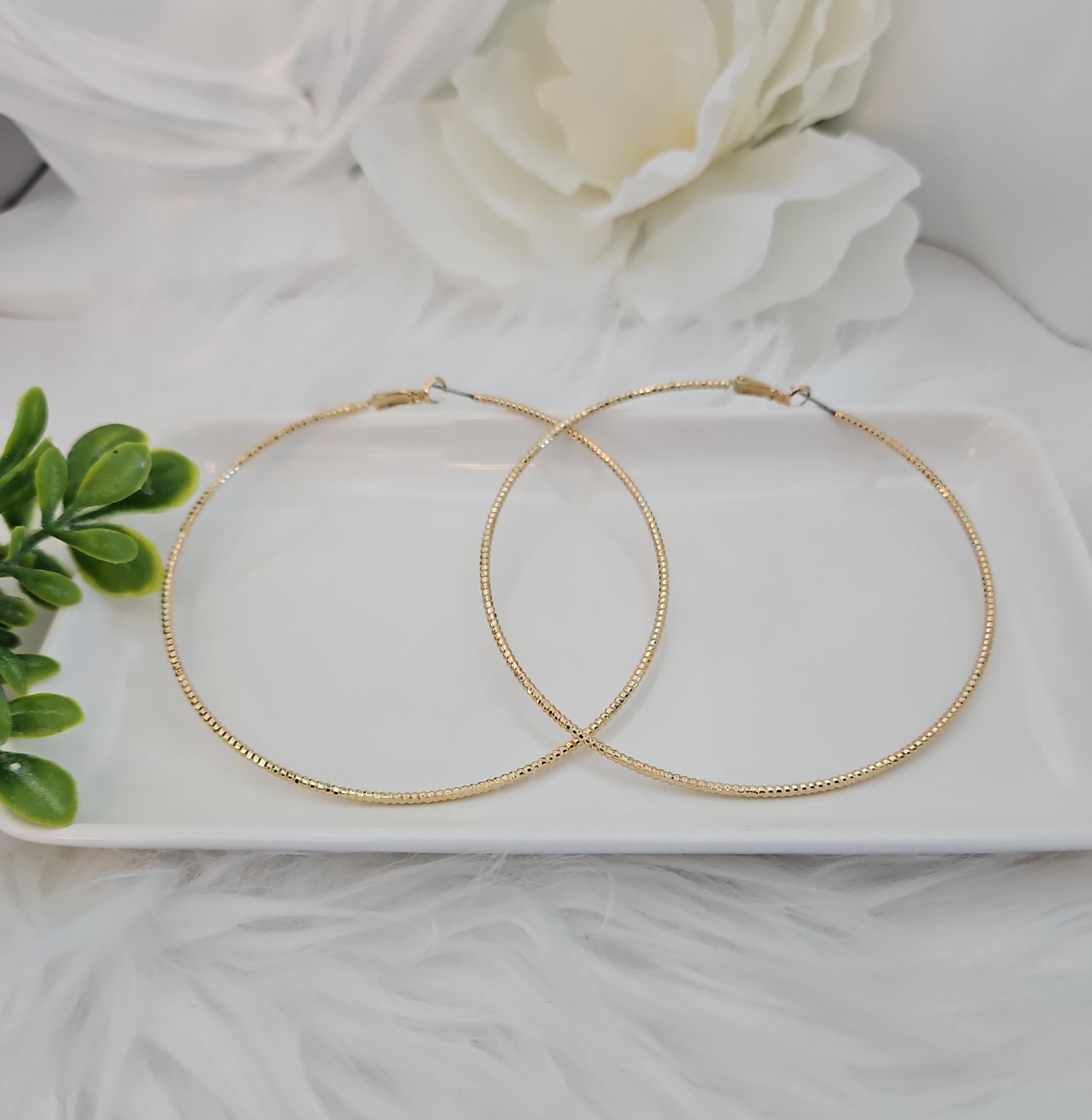 Jumbo 14k Gold Plated Hoop Earrings: 90mm Hypoallergenic Hoops - Etsy