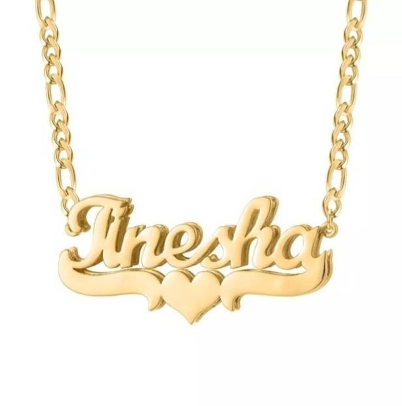 Gold Name Plate Necklace Personalized Necklace Double Name - Etsy