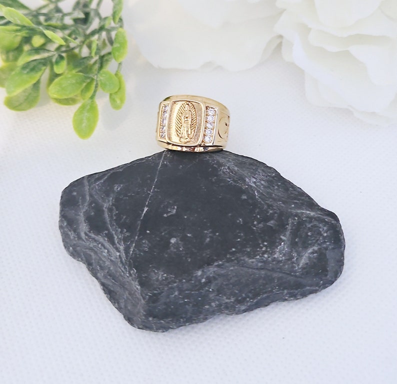 Gold Guadalupe Ring for Men: 14k Heavy Plated, Buena Suerte - Etsy