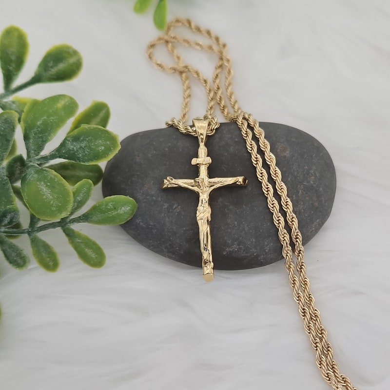 Gold Chain Crucifix for Men - Etsy
