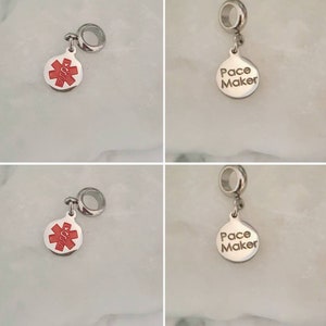 Medical Alert Bead Charm, Discreet Medical ID, Fits Pandora Bracelets ...