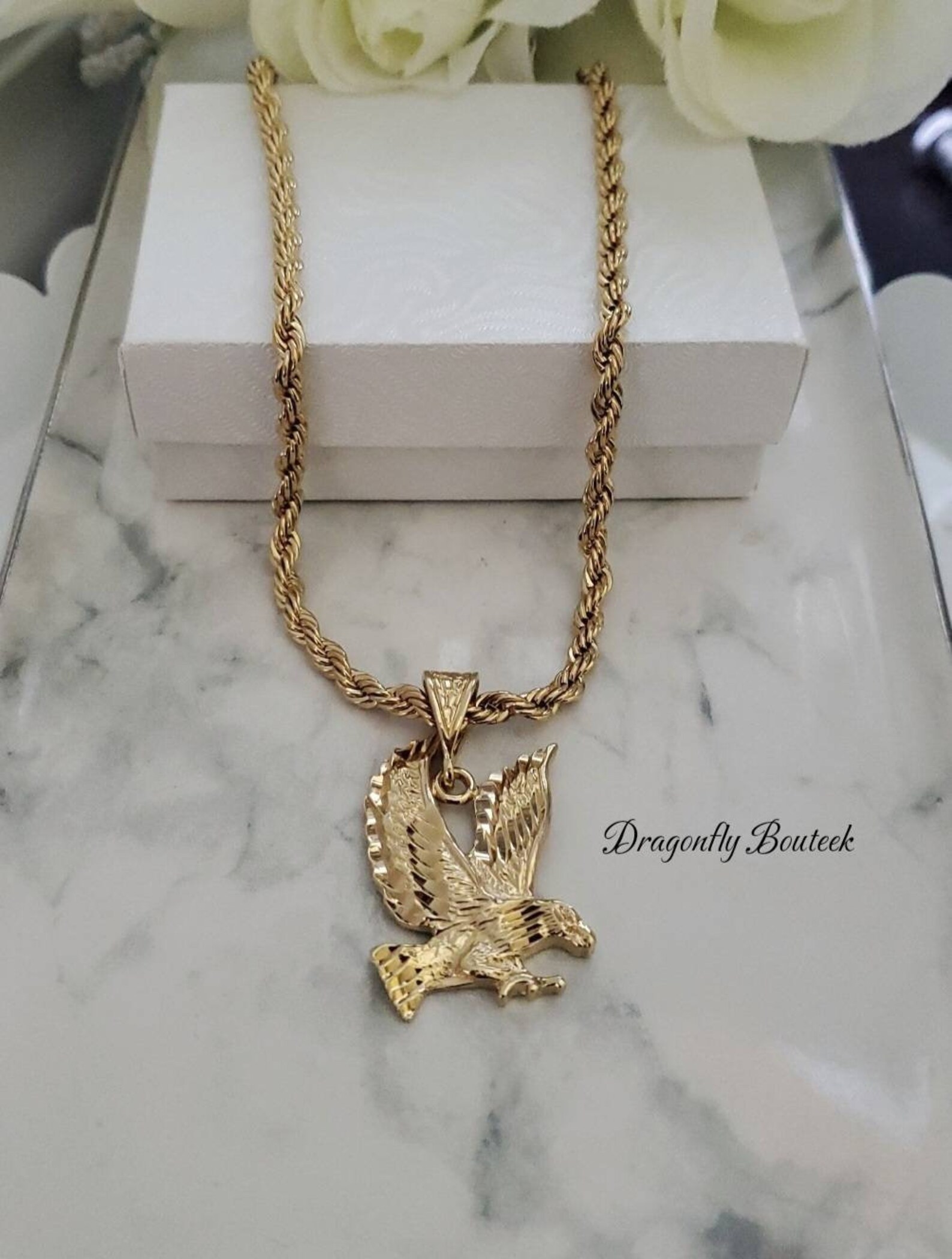 Gold Eagle Necklace for Men American Eagle Chain Made of 14k - Etsy