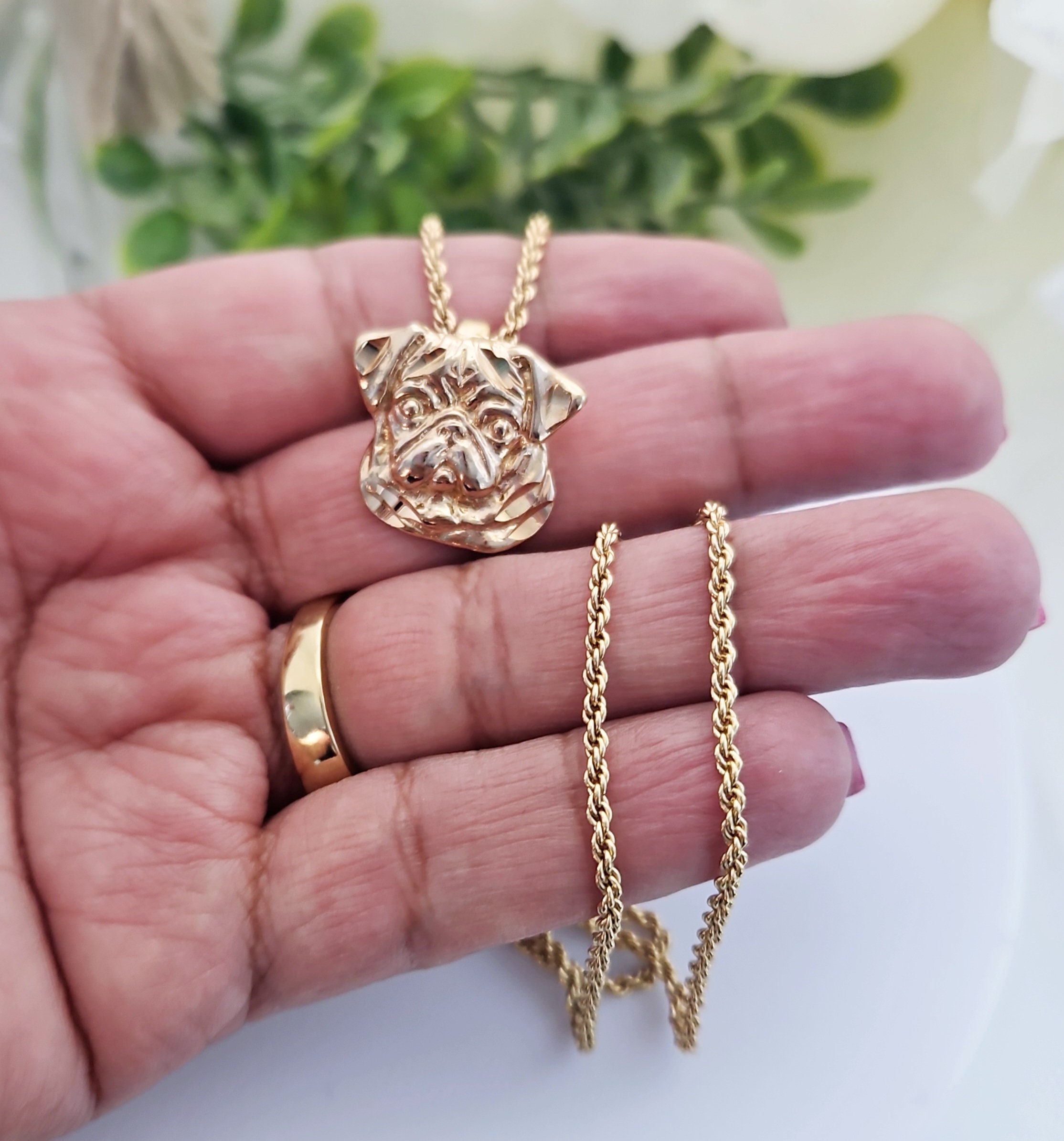 Gold Pug Pendant Necklace, Rope or Valentino Chain, 14k Heavy Plated - Etsy