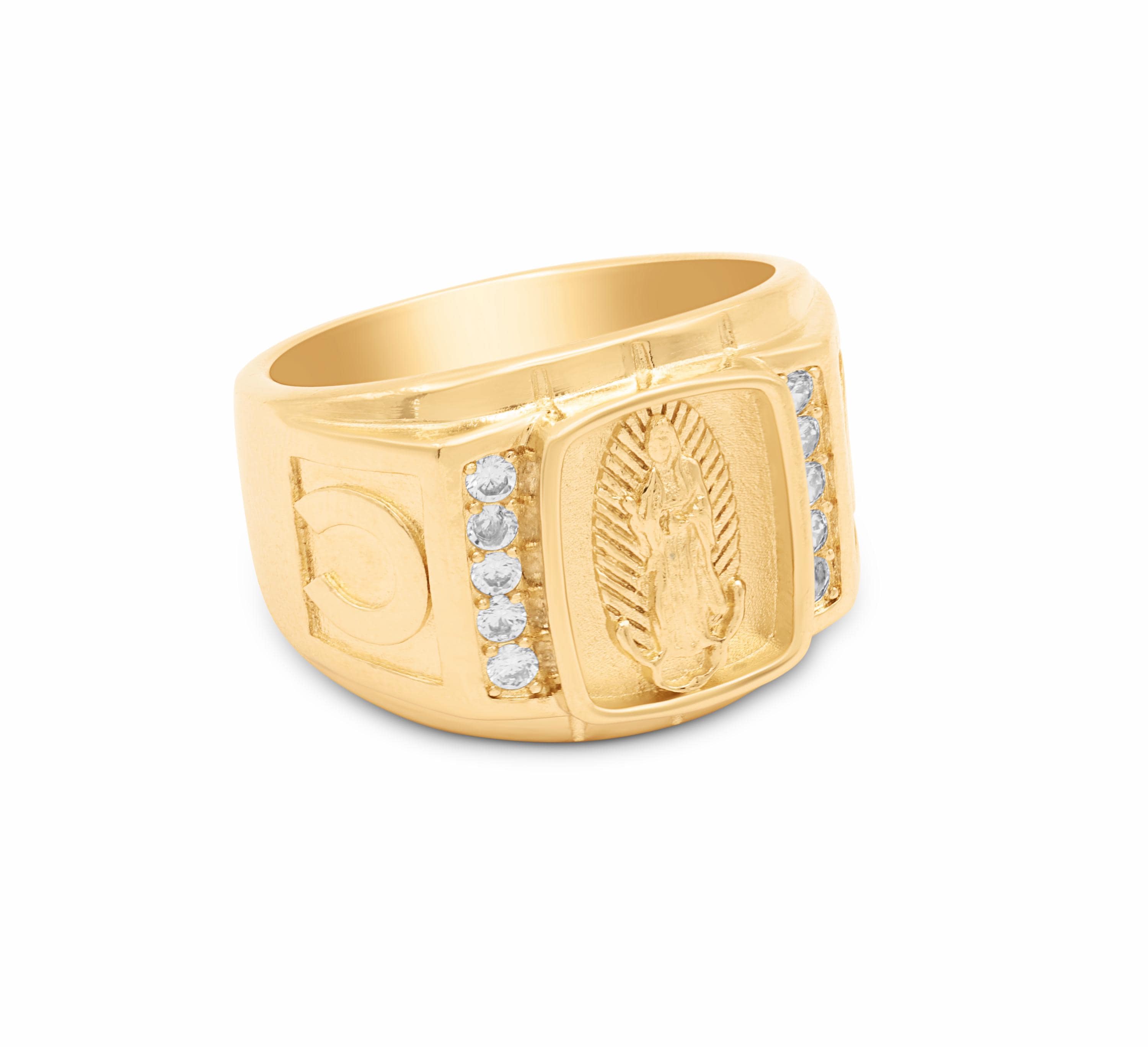 Gold Guadalupe Ring for Men: 14k Heavy Plated, Buena Suerte - Etsy
