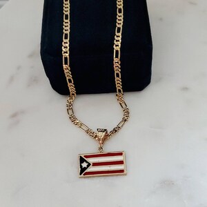 Gold Puerto Rico Necklace, 14k Heavy Plated Gold, Puerto Rican Flag ...