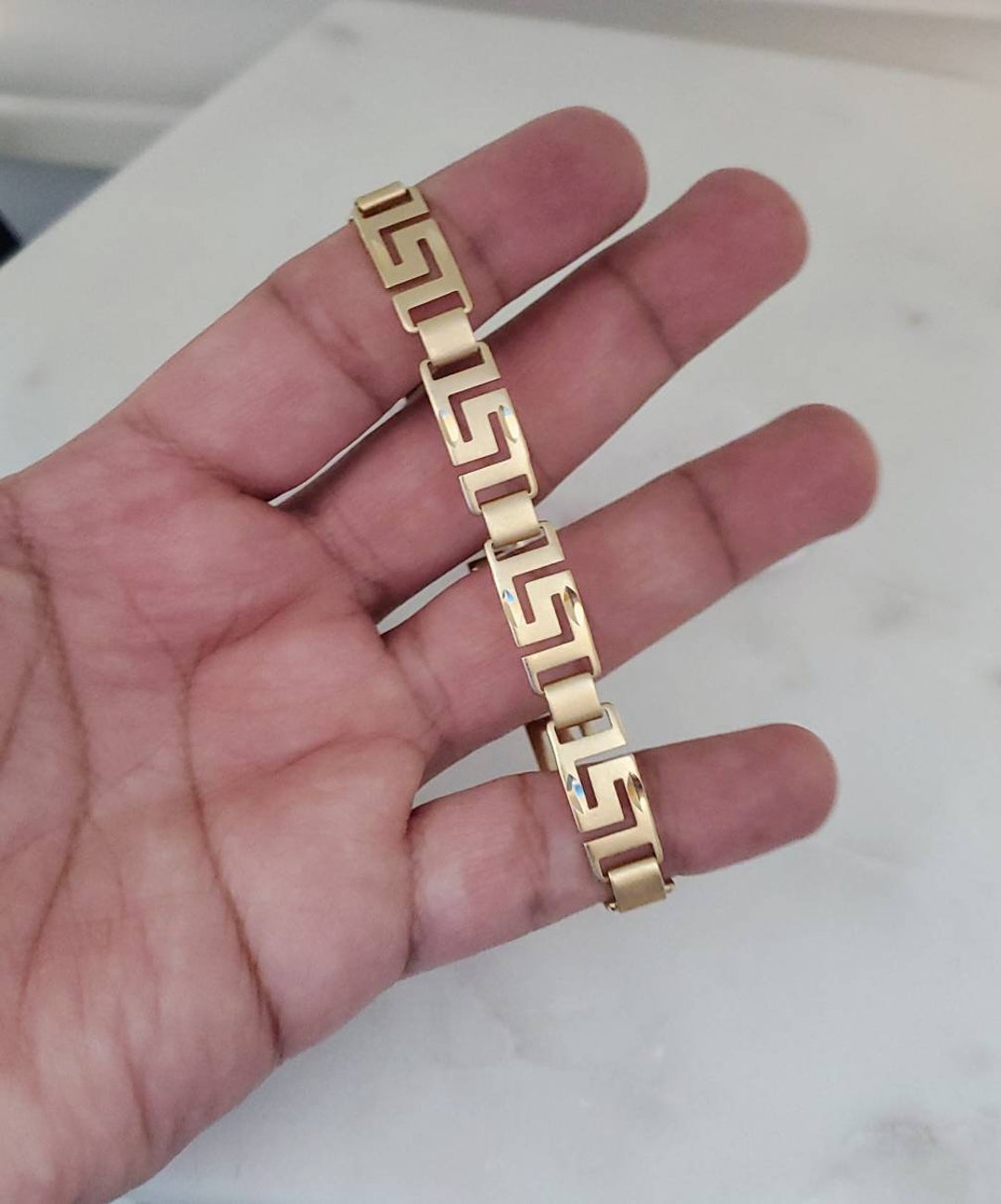 Gold Greek Key Bracelet, Ladies Greek Key Bracelet, 14k Heavy Plated ...