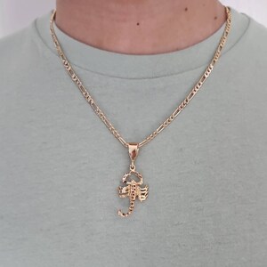 Scorpion Necklace for Men: 5mm Figaro Chain, 14k Heavy Plated Gold - Etsy