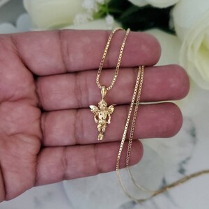 14k Gold Angel Necklace Tiny Baby Angel Pendant Simple Gold - Etsy