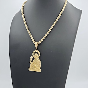 Gold St Barbara Necklace: CZ Torch, 14k Heavy Plated, 5mm Rope Chain - Etsy