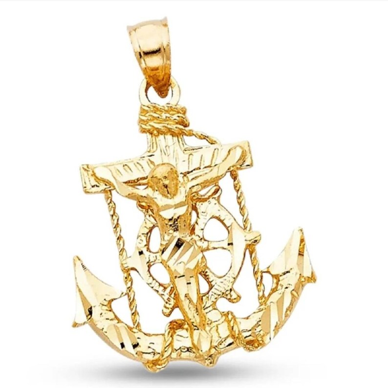 14k Gold Anchor PENDANT ONLY Anchor Jesus Pendant Stamped - Etsy
