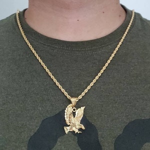 Gold Eagle Necklace for Men, American Eagle Necklace, 14k Heavy Plated ...