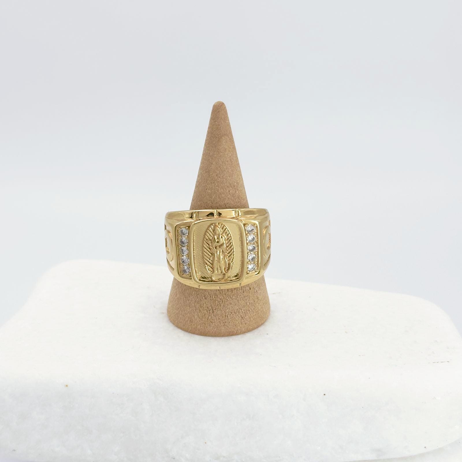 Gold Guadalupe Ring for Men: 14k Heavy Plated, Buena Suerte - Etsy