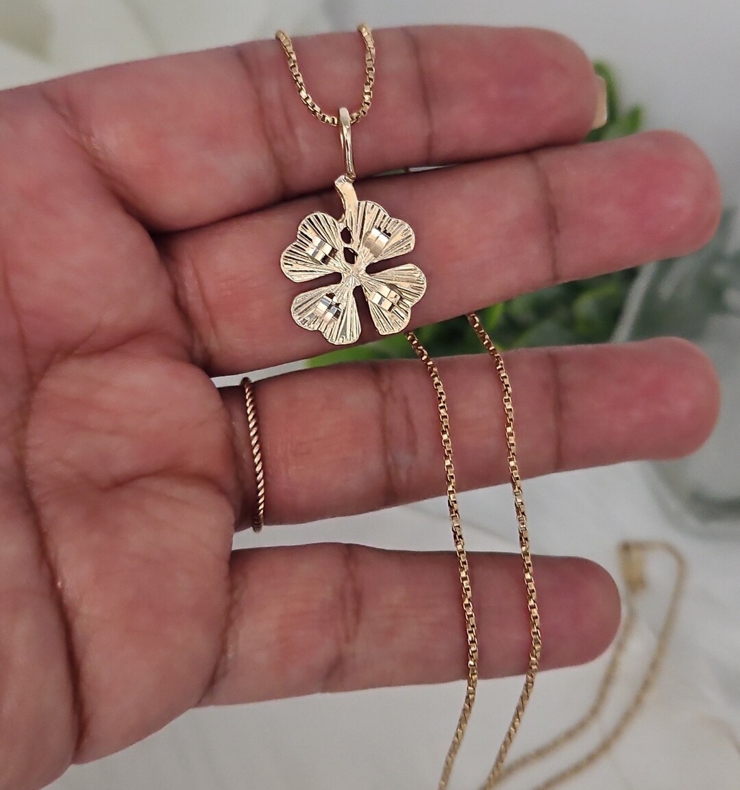 Gold Four Leaf Clover Necklace, Four Leaf Necklace, Good Luck Necklace ...