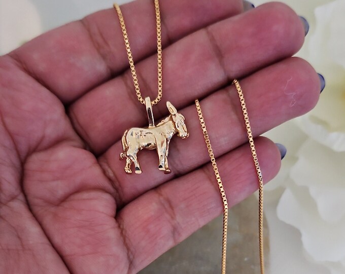 Sterling Silver Donkey Necklace / Cute Mule Pendant / Fun Gift for Her ...