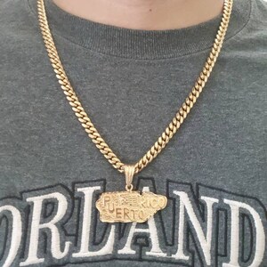 Gold Puerto Rico Necklace for Men, Gold PR Necklace for Men, 14k Heavy ...