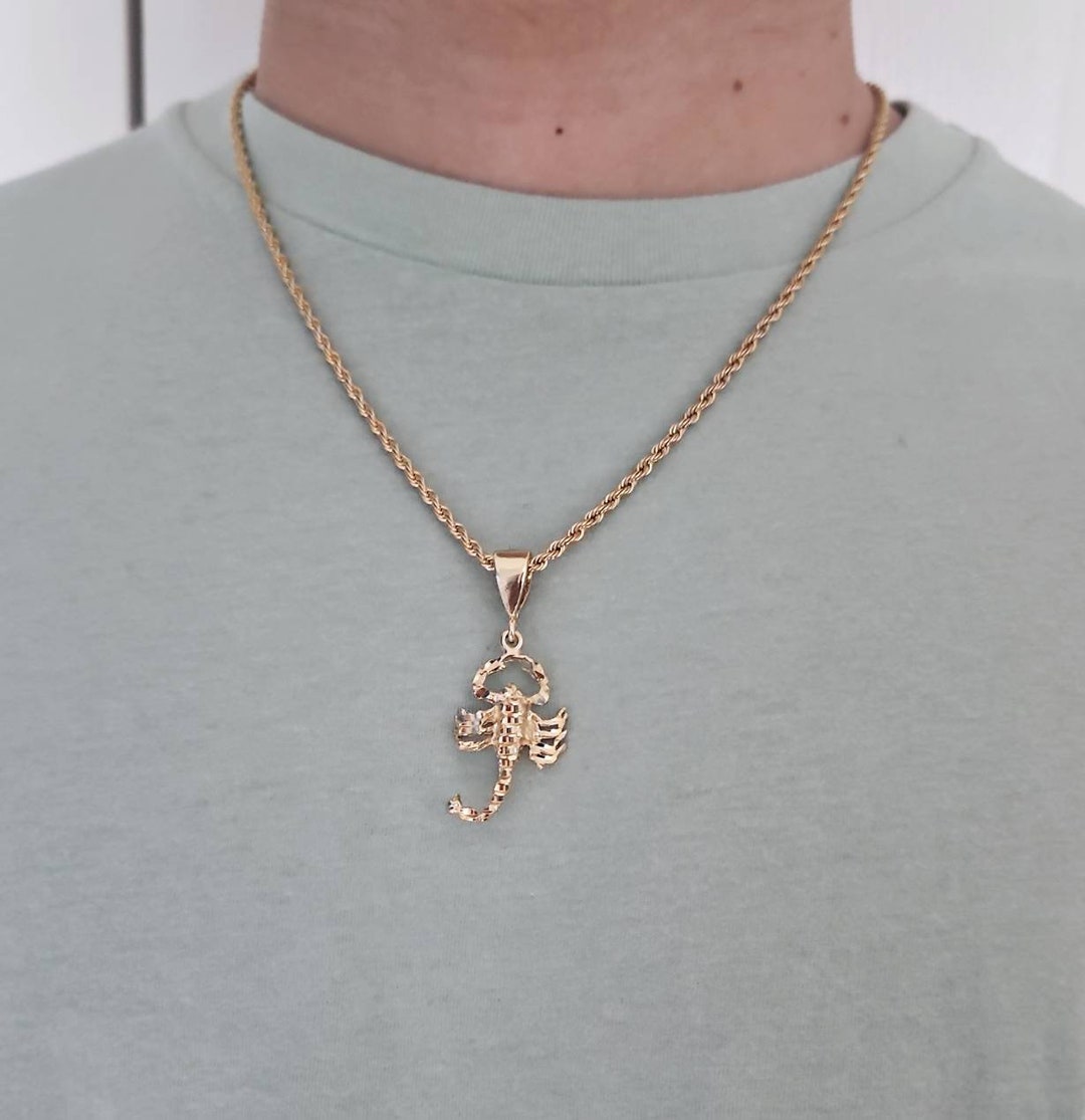 Gold Scorpion Necklace, Scorpion Chain, 14K Heavy Plated Gold, 3mm ...