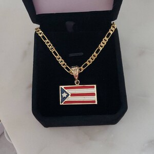 Gold Puerto Rico Necklace, 14k Heavy Plated Gold, Puerto Rican Flag ...
