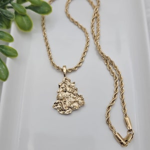 14k Heavy Gold Plated Nugget Necklace: 3mm French Rope Chain - Etsy
