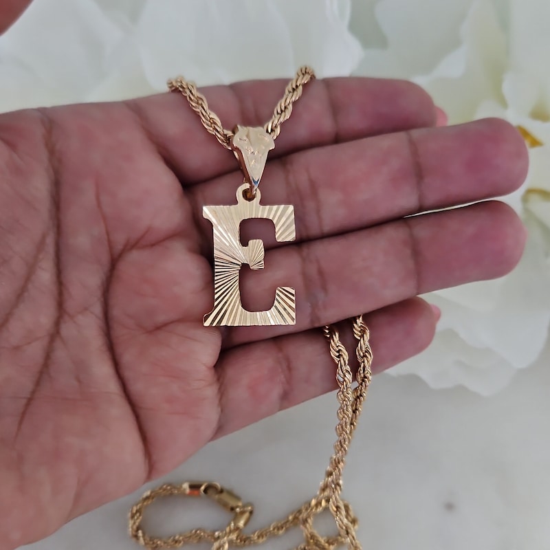 Gold Letter Necklace - Etsy