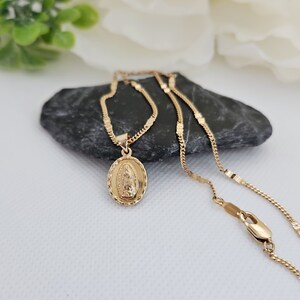 Gold Virgin Mary Necklace, Diamond Cut Guadalupe Necklace, 14k Heavy ...